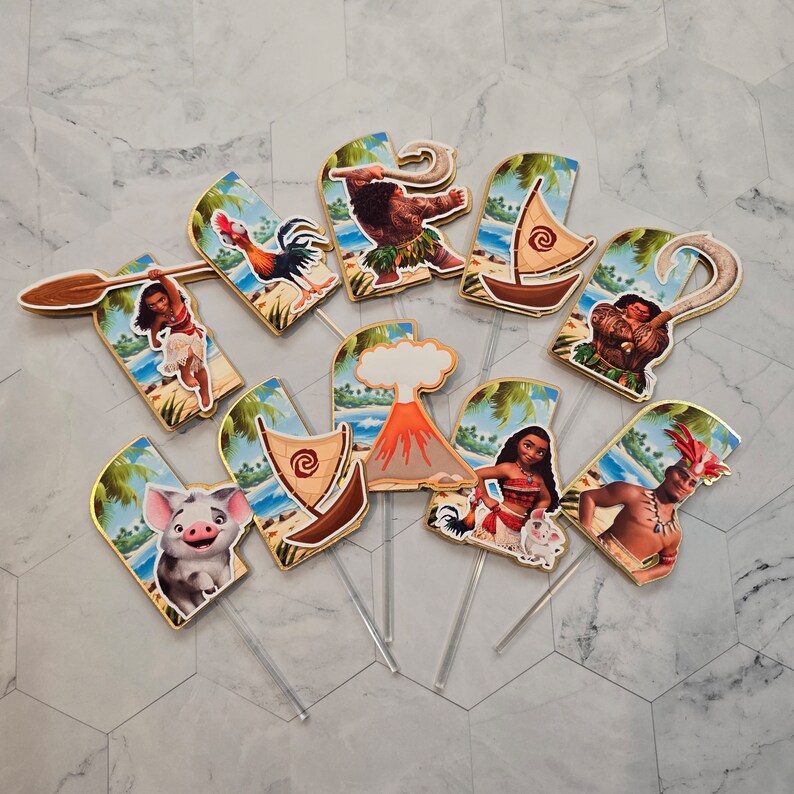 Moana Cupcake Toppers, Moana Mini Toppers for Dessert, Moana Birthday ...