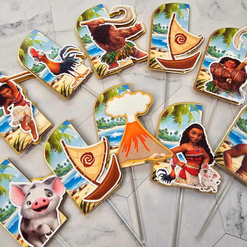 Moana Cupcake Toppers, Moana Mini Toppers for Dessert, Moana Birthday ...