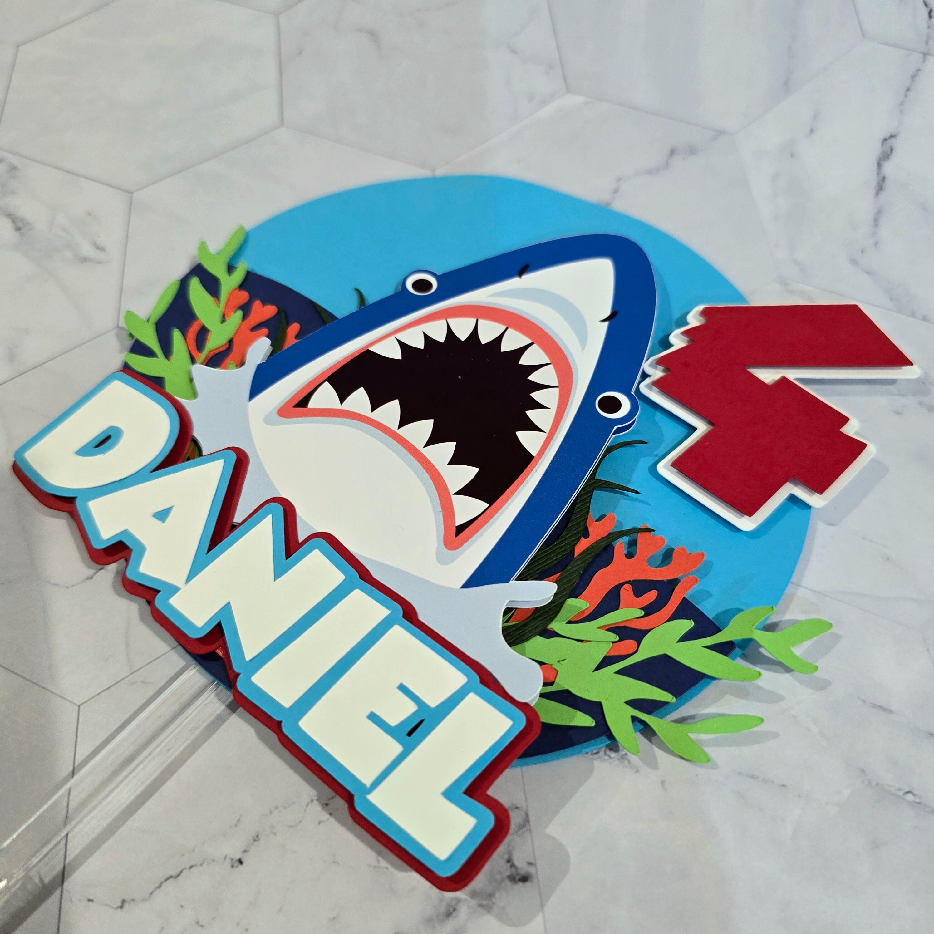Shark Cake Topper Shark Birthday Decor Shark Party Theme Shark Cake ...