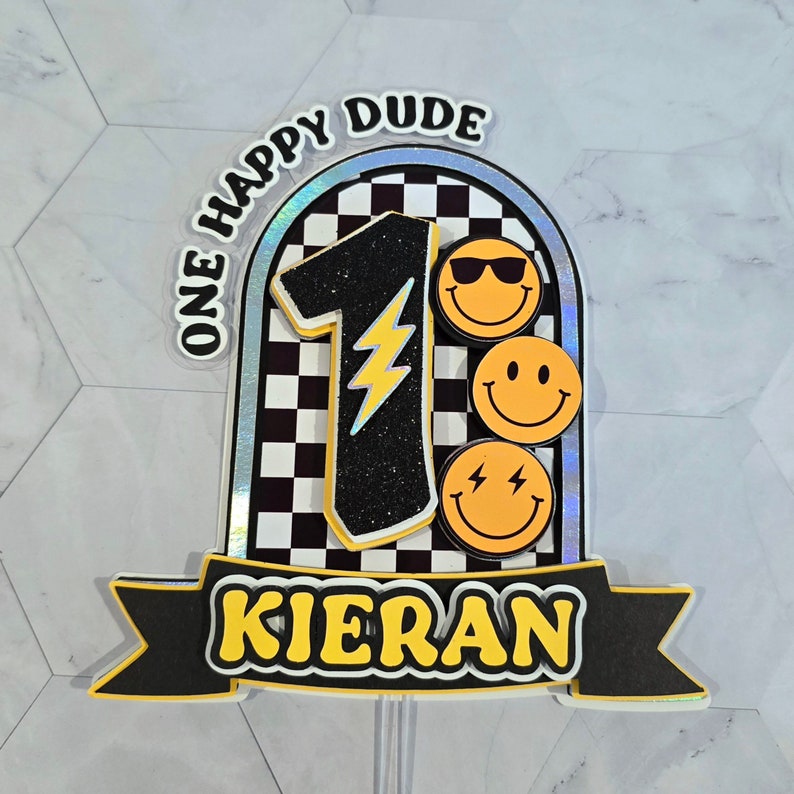 One Happy Dude Cake Topper, One Happy Dude Birthday Decorations, First ...