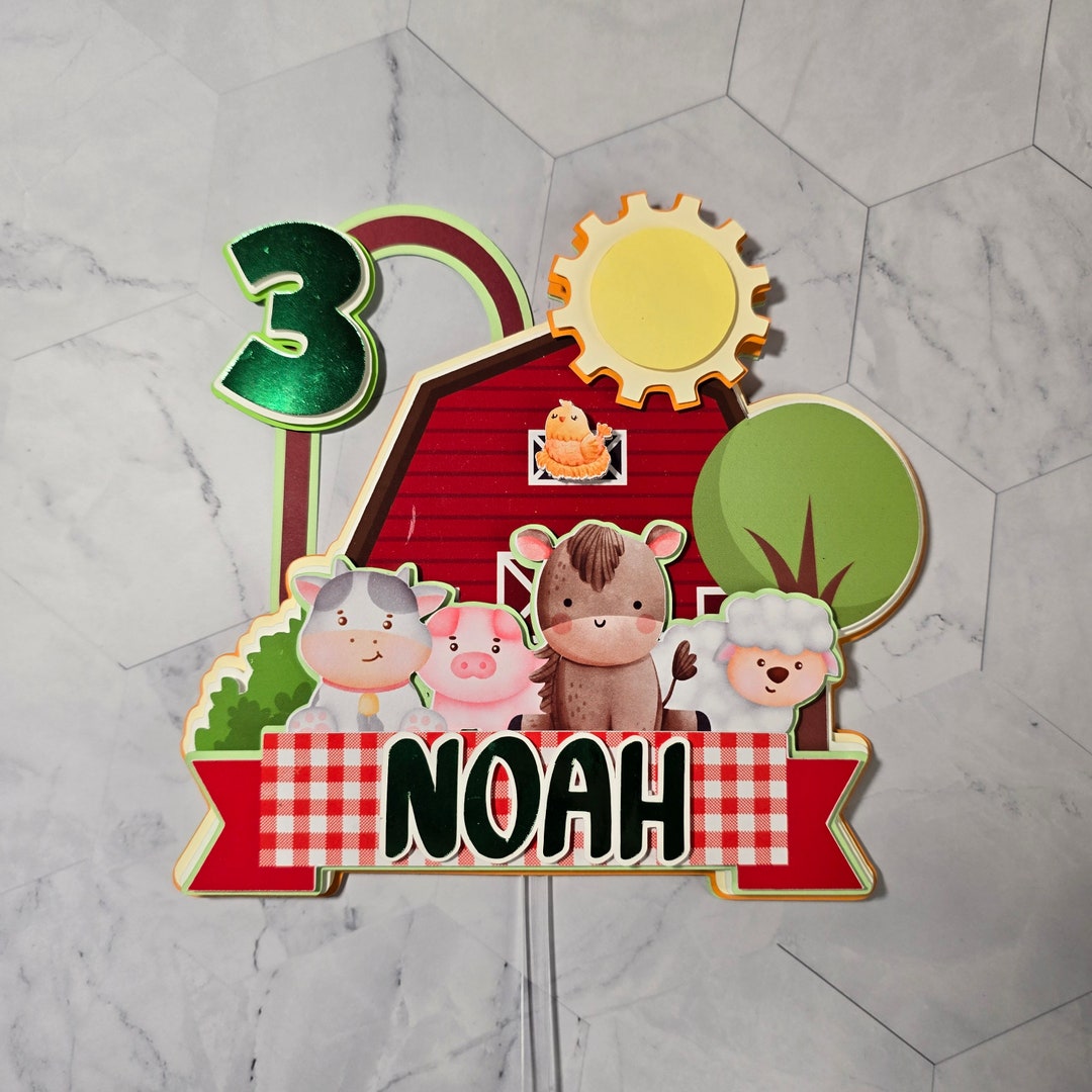 Farm Animals Cake Topper, Farm Animals Theme, Farm Cake Topper Animals ...
