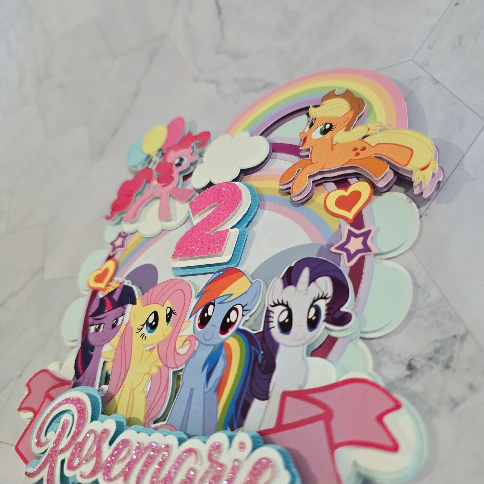 My Little Pony Cake Topper, Pinkie Pie Rainbow Dash Cake Topper, My ...