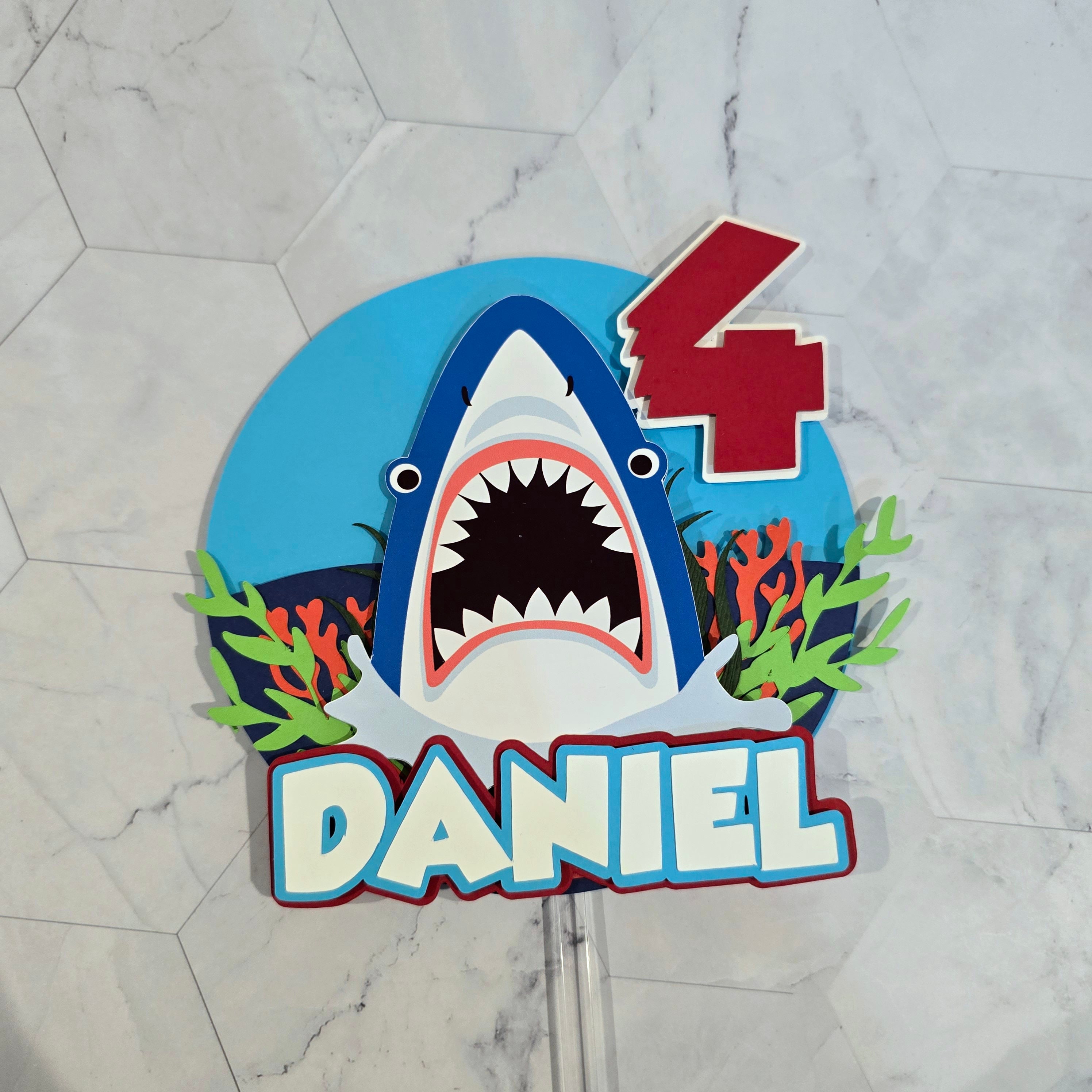 Shark Cake Topper Shark Birthday Decor Shark Party Theme Shark Cake ...