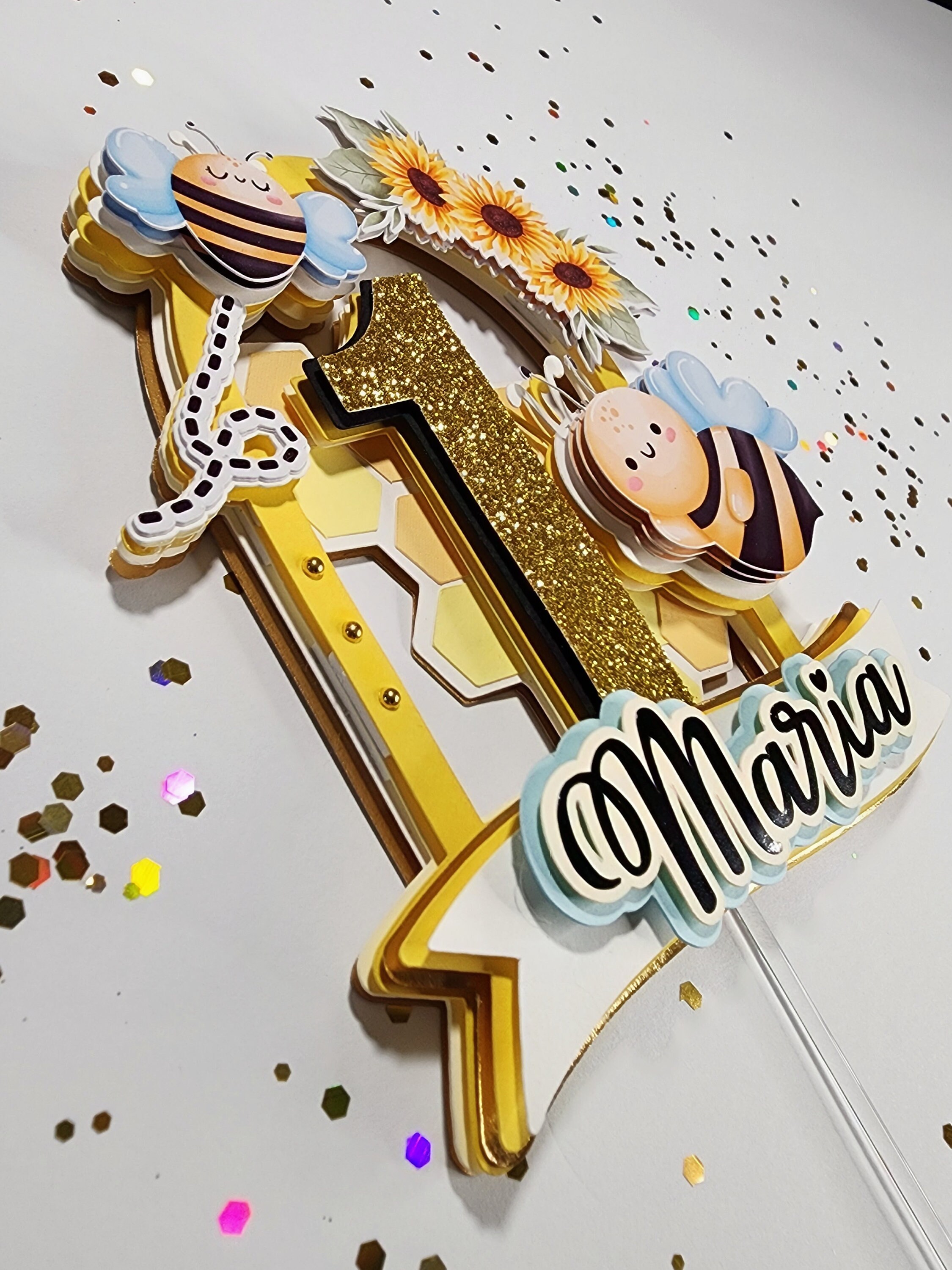 Bee Cake Topper,bee and Sunflowers Cake Decoration, Bee Party Theme ...