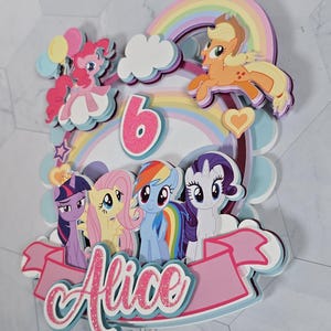 My Little Pony Cake Topper, Pinkie Pie Rainbow Dash Cake Topper, My ...