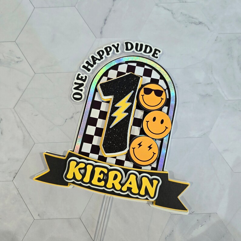 One Happy Dude Cake Topper, One Happy Dude Birthday Decorations, First ...