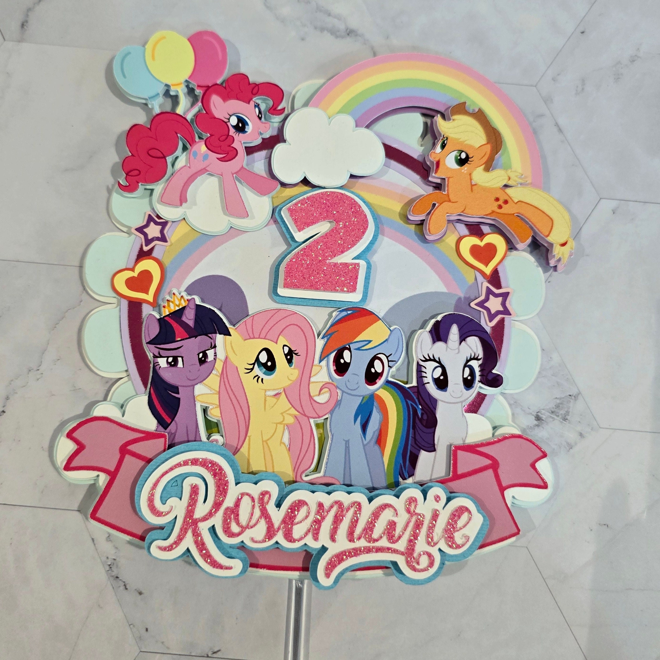 My Little Pony Cake Topper, Pinkie Pie Rainbow Dash Cake Topper, My ...