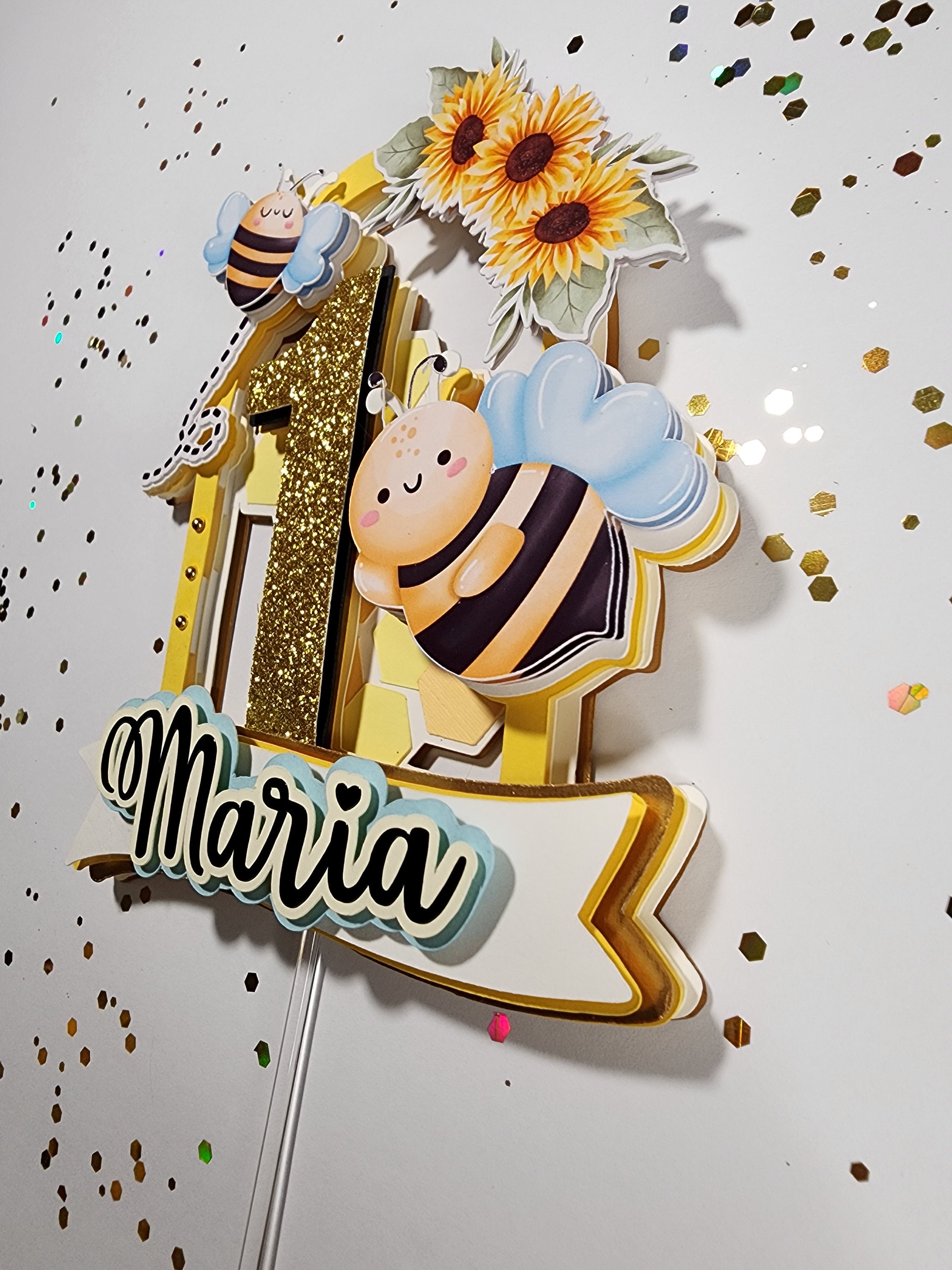 Bee Cake Topper,bee and Sunflowers Cake Decoration, Bee Party Theme ...