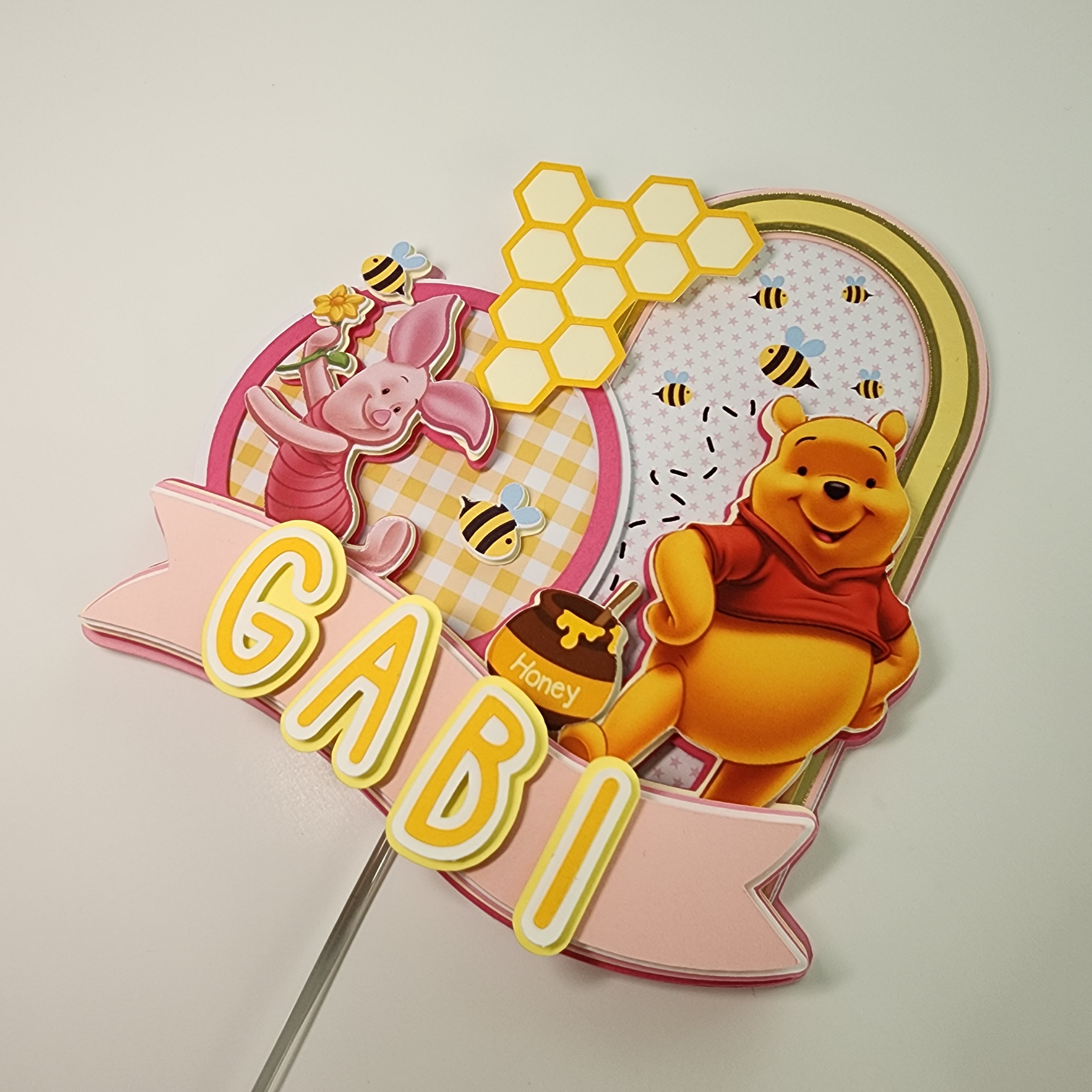 Winnie the Pooh Cake Topper Pooh Bear Winnie the Pooh Theme Party Pink ...