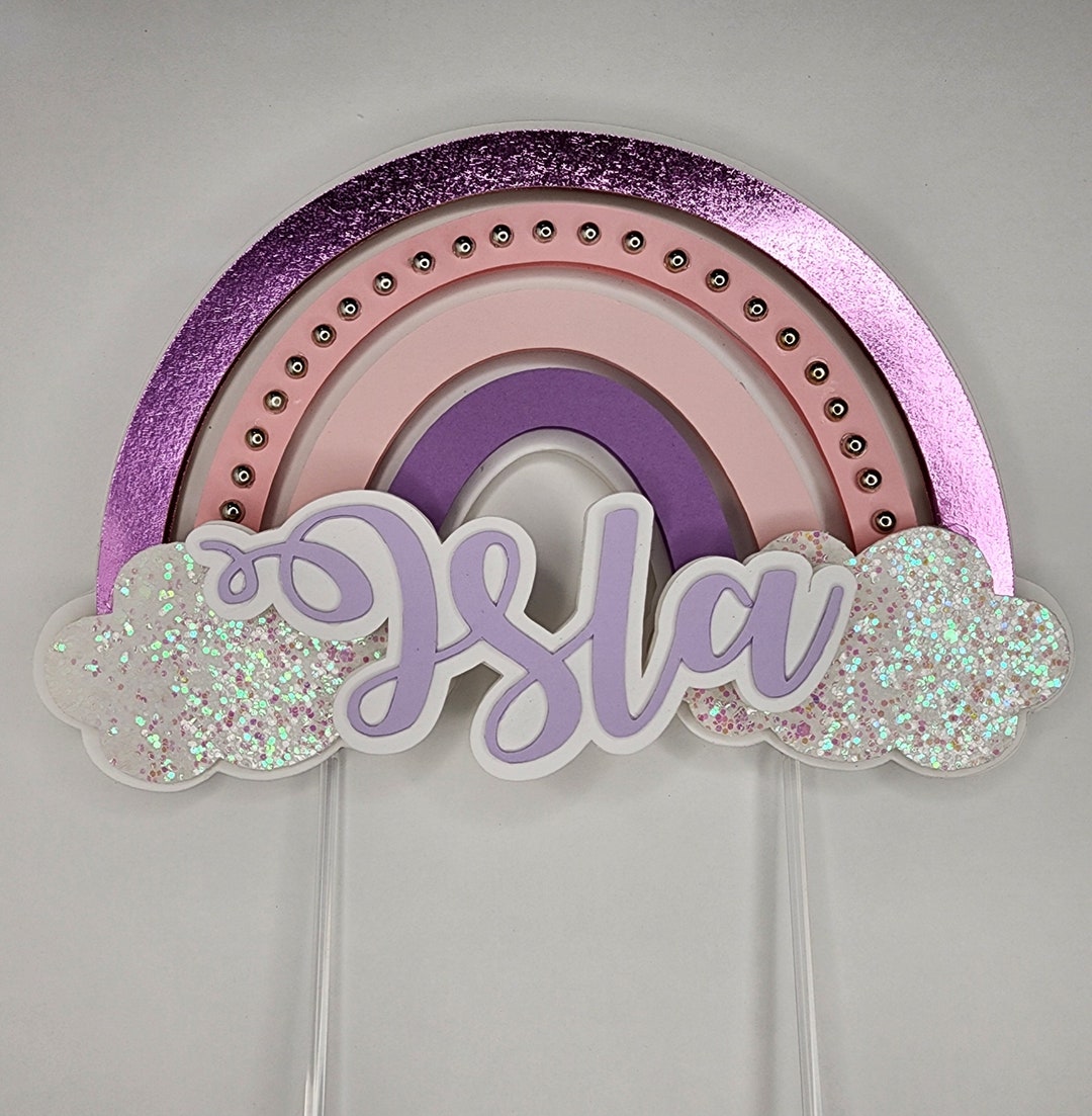 Rainbow Cake Topper, Rainbow Boho Cake Topper, Rainbow Pastel Colors ...
