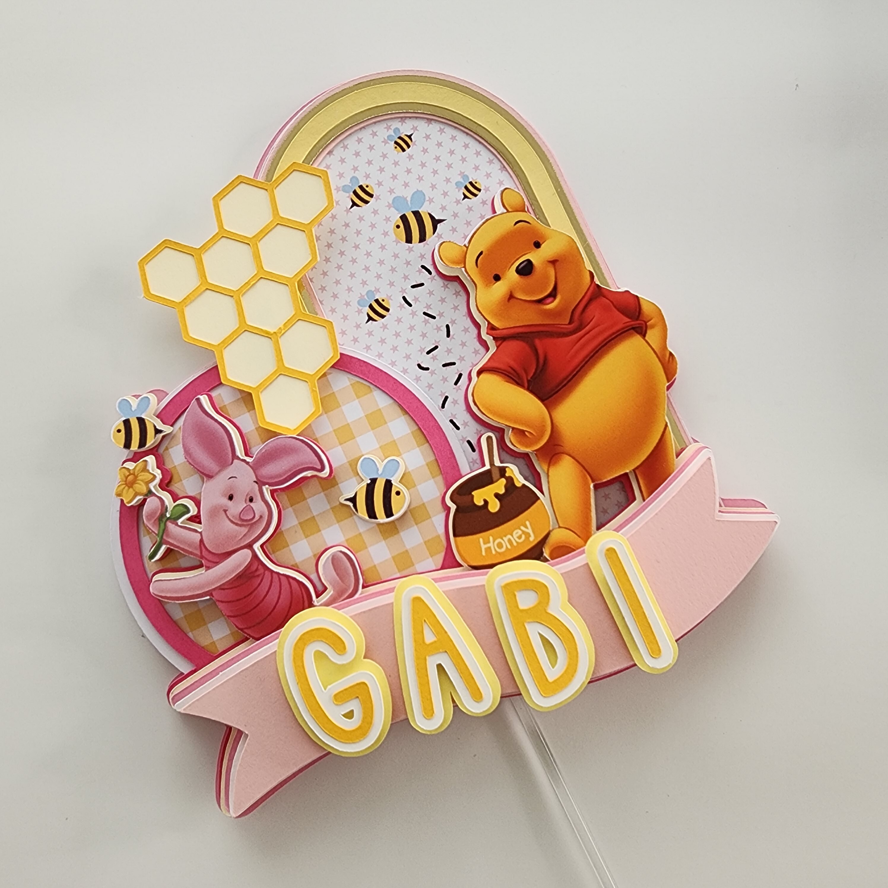 Winnie the Pooh Cake Topper Pooh Bear Winnie the Pooh Theme Party Pink ...