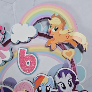 My Little Pony Cake Topper, Pinkie Pie Rainbow Dash Cake Topper, My ...
