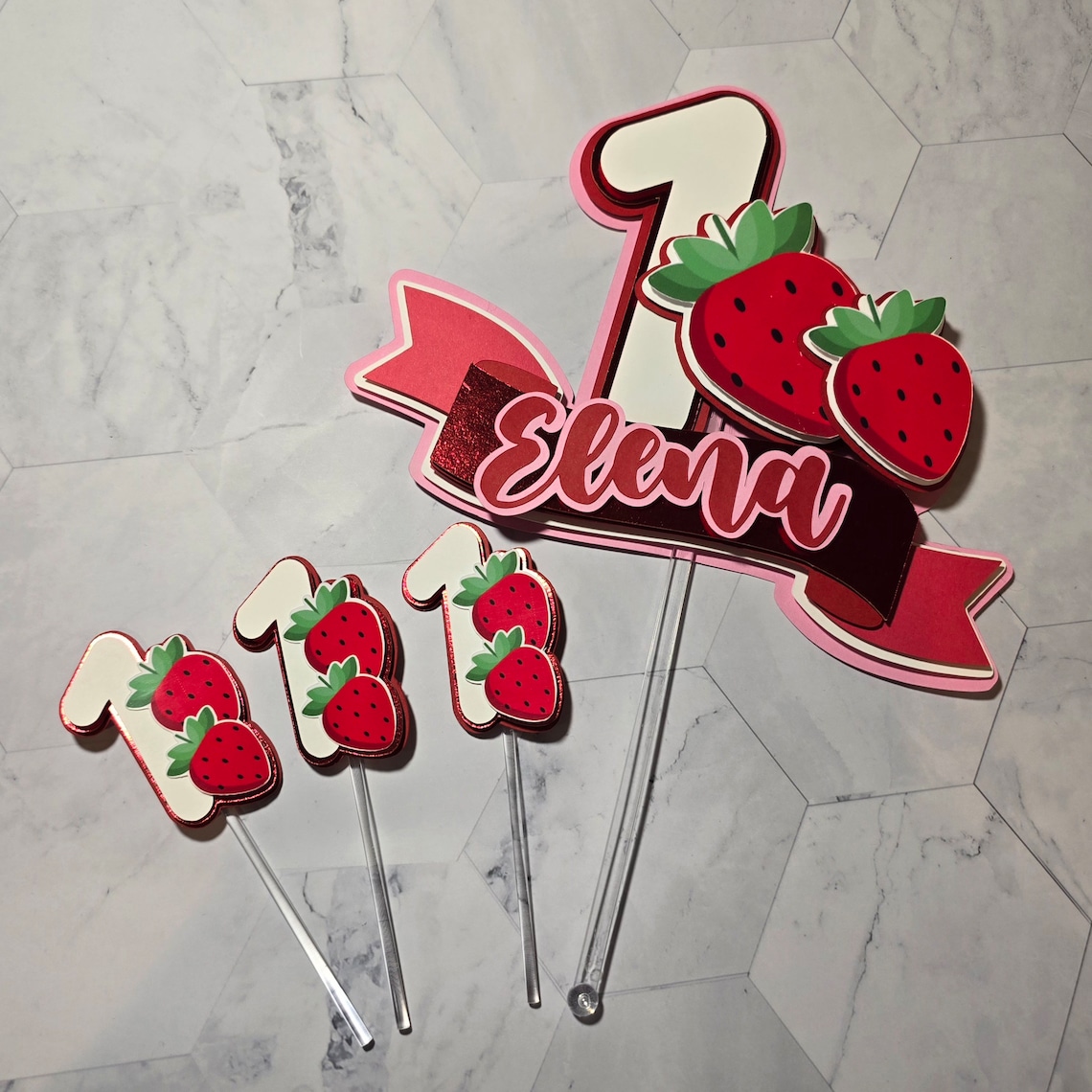Berry First Birthday Cake Topper Strawberry Birthday Decor Berry Party ...