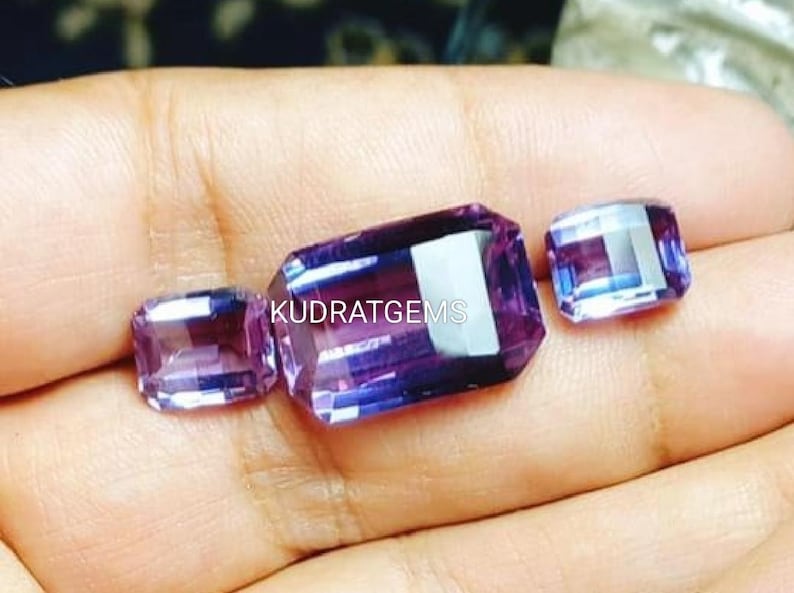 Lab Alexandrite Gemstone Set, Octagon Pixel Cut, Color Change - Etsy