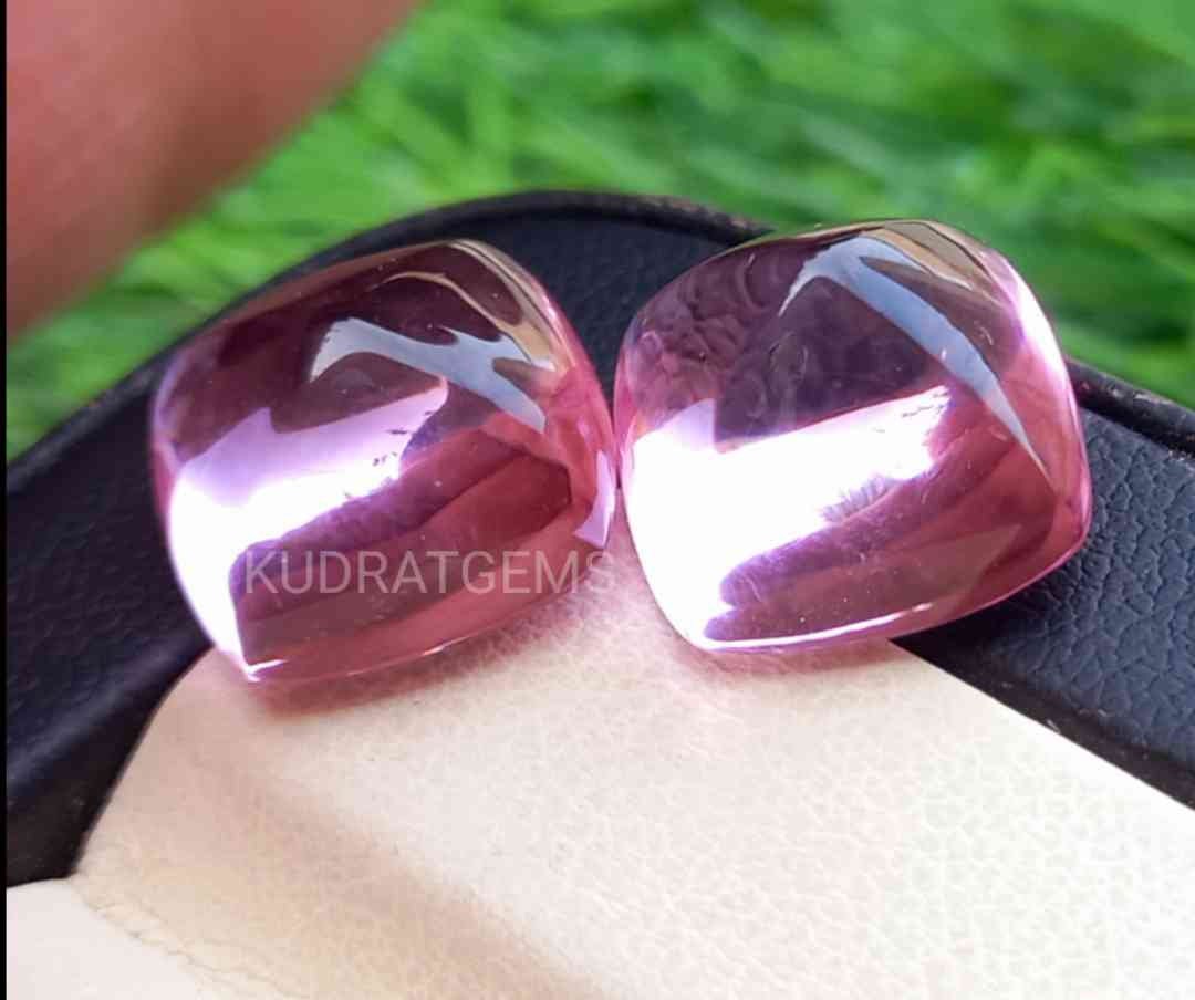 Pink Sapphire Gemstone Loose Sugarloaf Cabochon Cushion Pair Ring ...