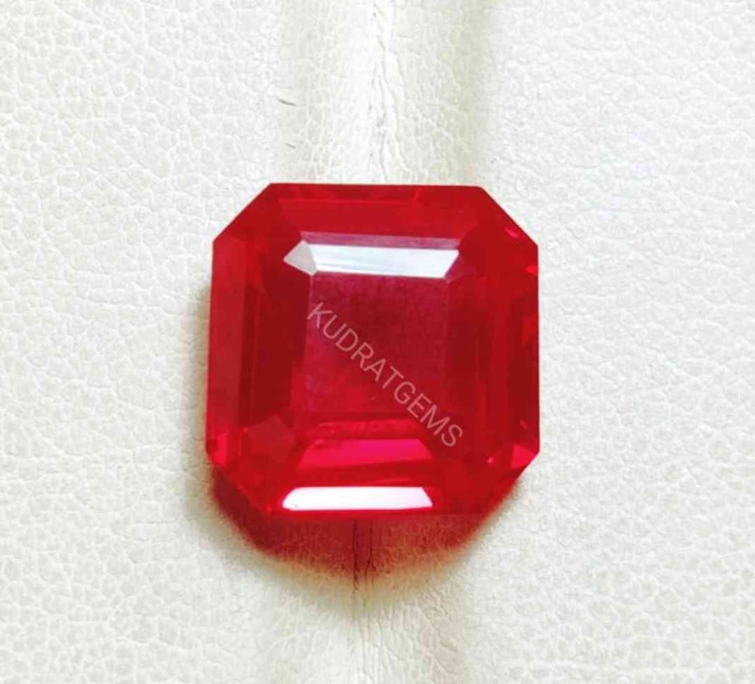 Pigeon Blood Red Lab Created Ruby Loose Gemstone | Square Asscher Cut ...