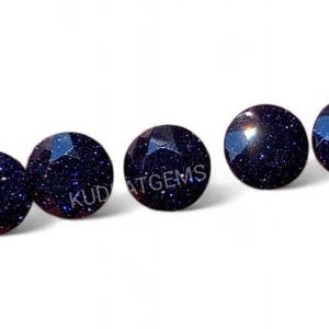 Blue Sandstone Gemstone Loose Round Cut Pair Goldstone Faceted Ring ...