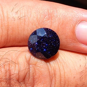 Blue Sandstone Gemstone Loose Round Cut Pair Goldstone Faceted Ring ...