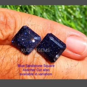 Blue Sandstone Gemstone Loose Round Cut Pair Goldstone Faceted Ring ...