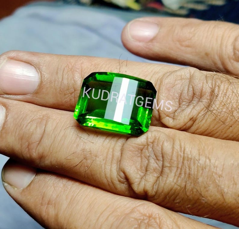 Olive Green Peridot Gemstone, Octagon Pixel Cut (8x6mm-50x30mm ...