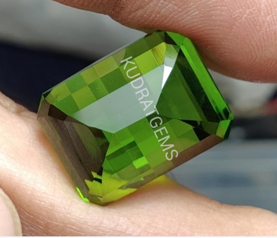 Olive Green Peridot Gemstone, Octagon Pixel Cut (8x6mm-50x30mm ...