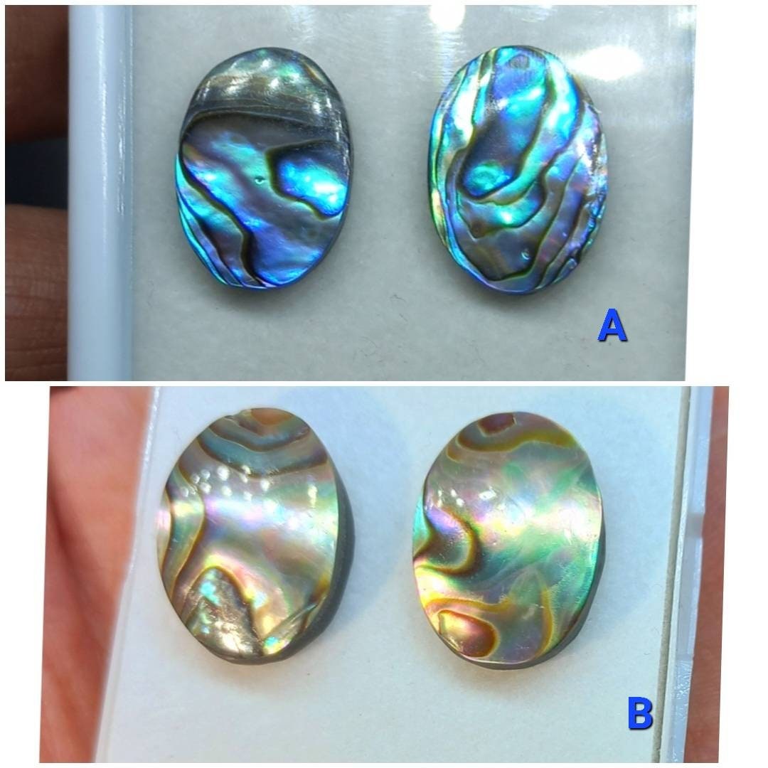 Natural Abalone Shell Oval Cabochon Pair Loose Natural Abalone Shell ...
