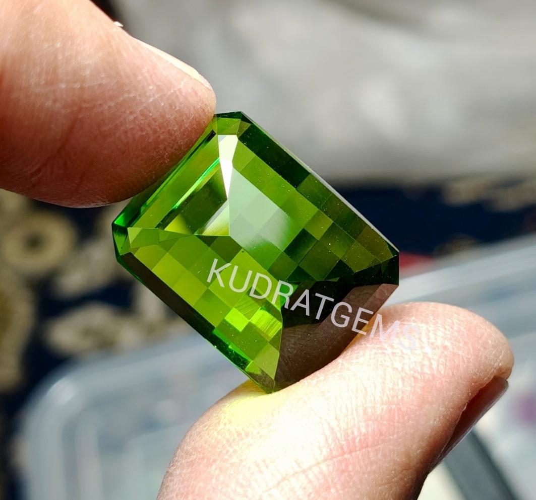 Olive Green Peridot Gemstone, Octagon Pixel Cut (8x6mm-50x30mm ...