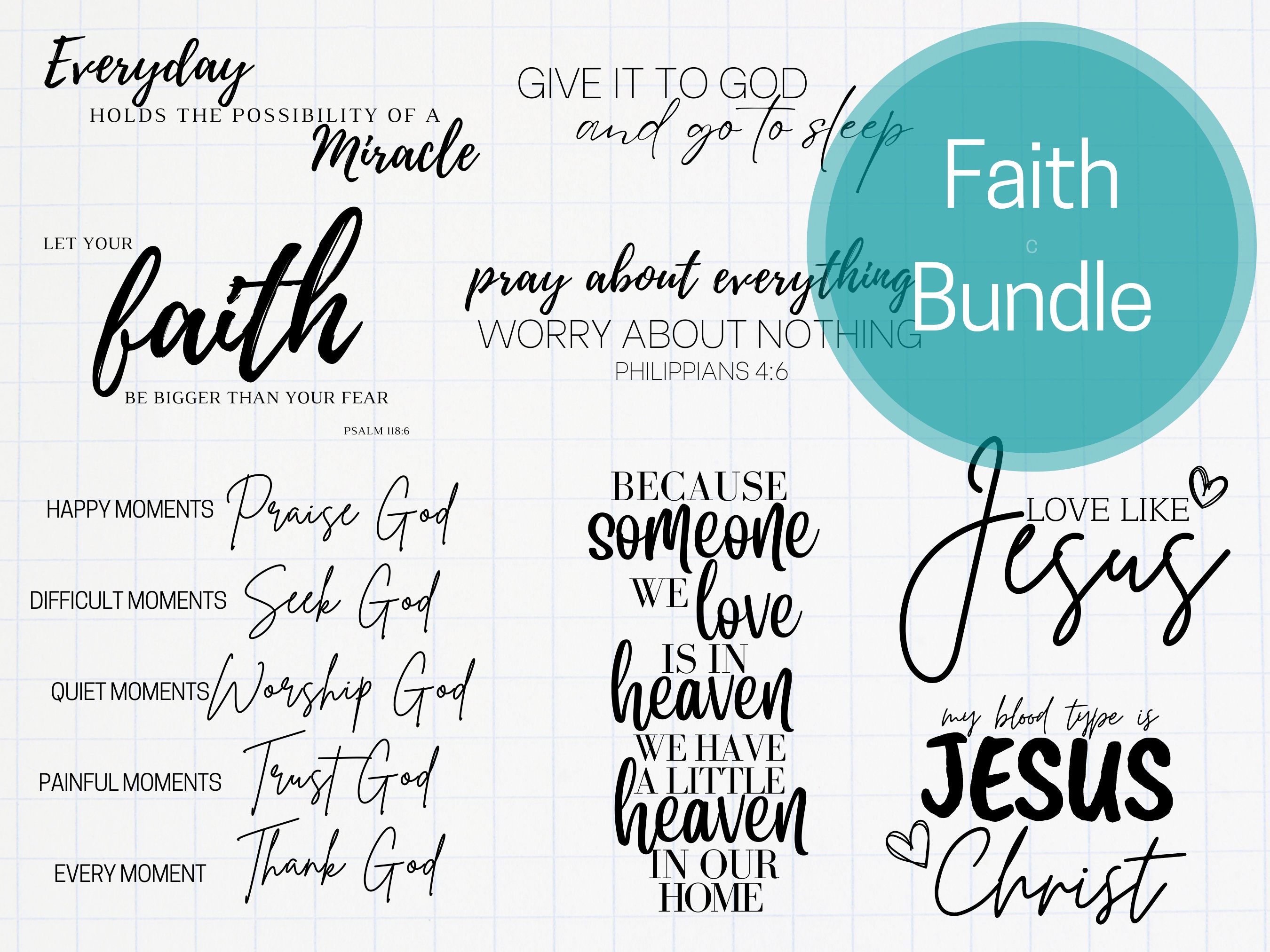 Faith SVG Bundle, Christian SVG Bundle, 15 Files, Bible Verses, Digital ...