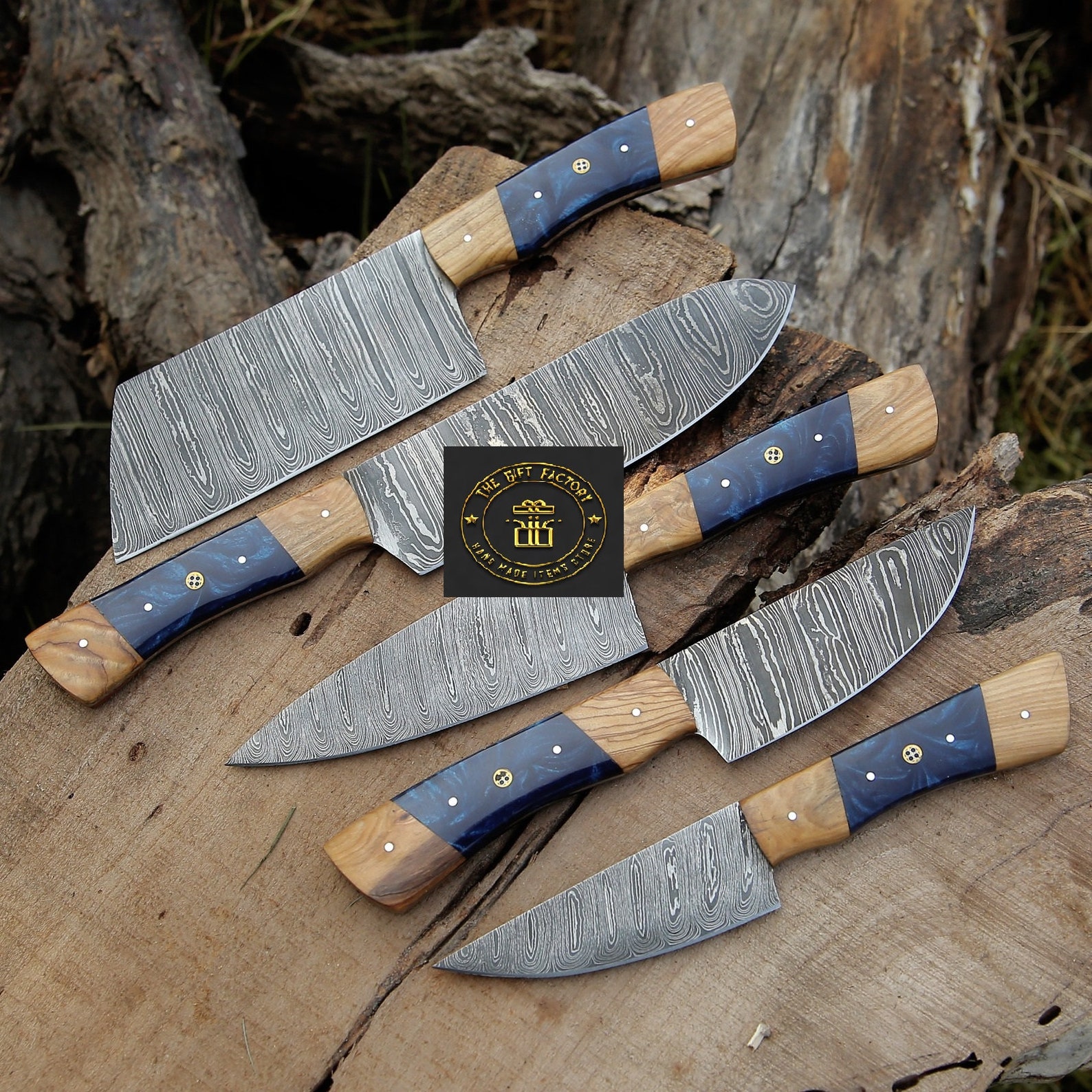 Hand Forged Chef Knife Set , Steel Kitchen Knives, Cleaver Anniversary ...