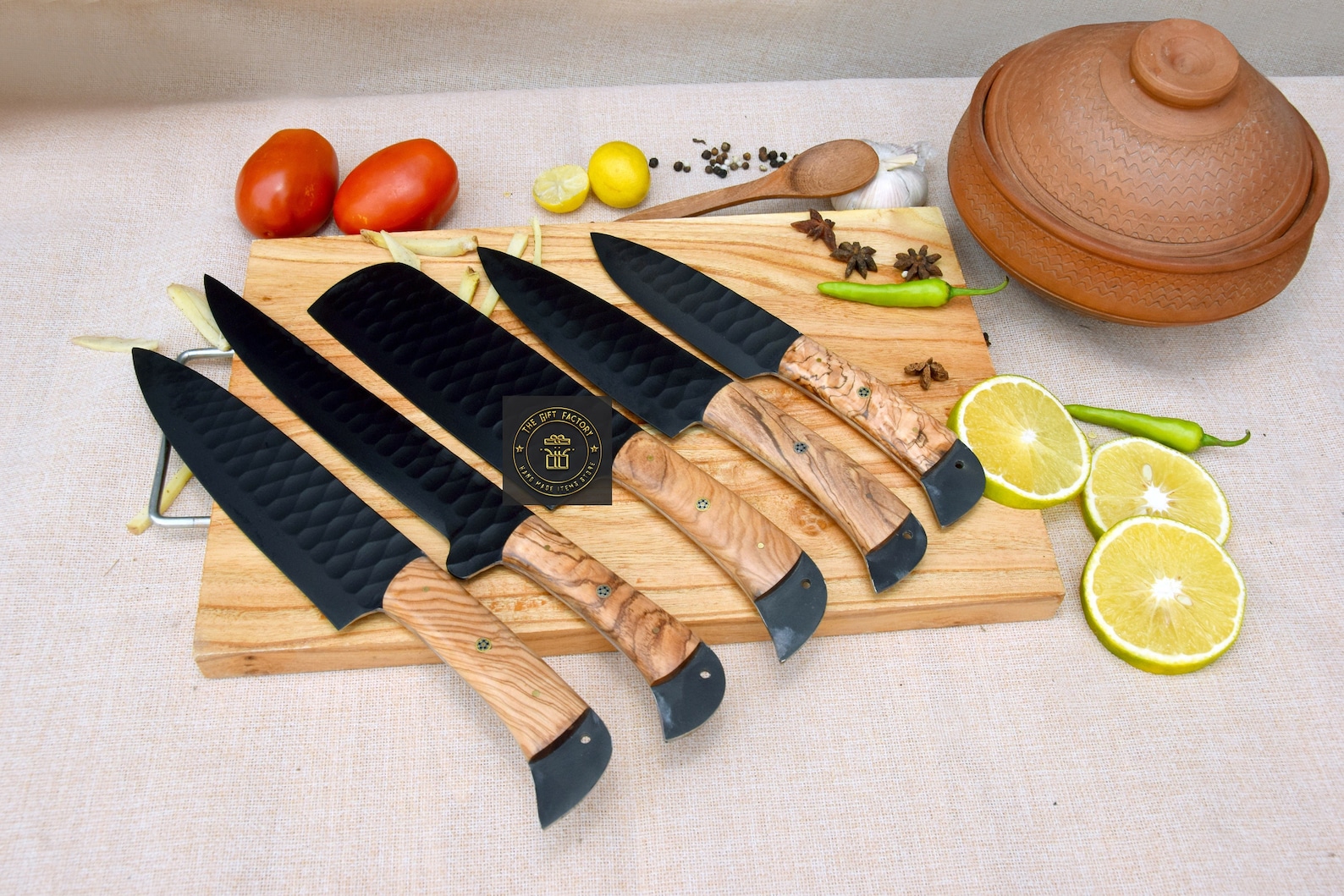 Hand Forged Chef Knife Set , Steel Kitchen Knives, Cleaver Anniversary ...