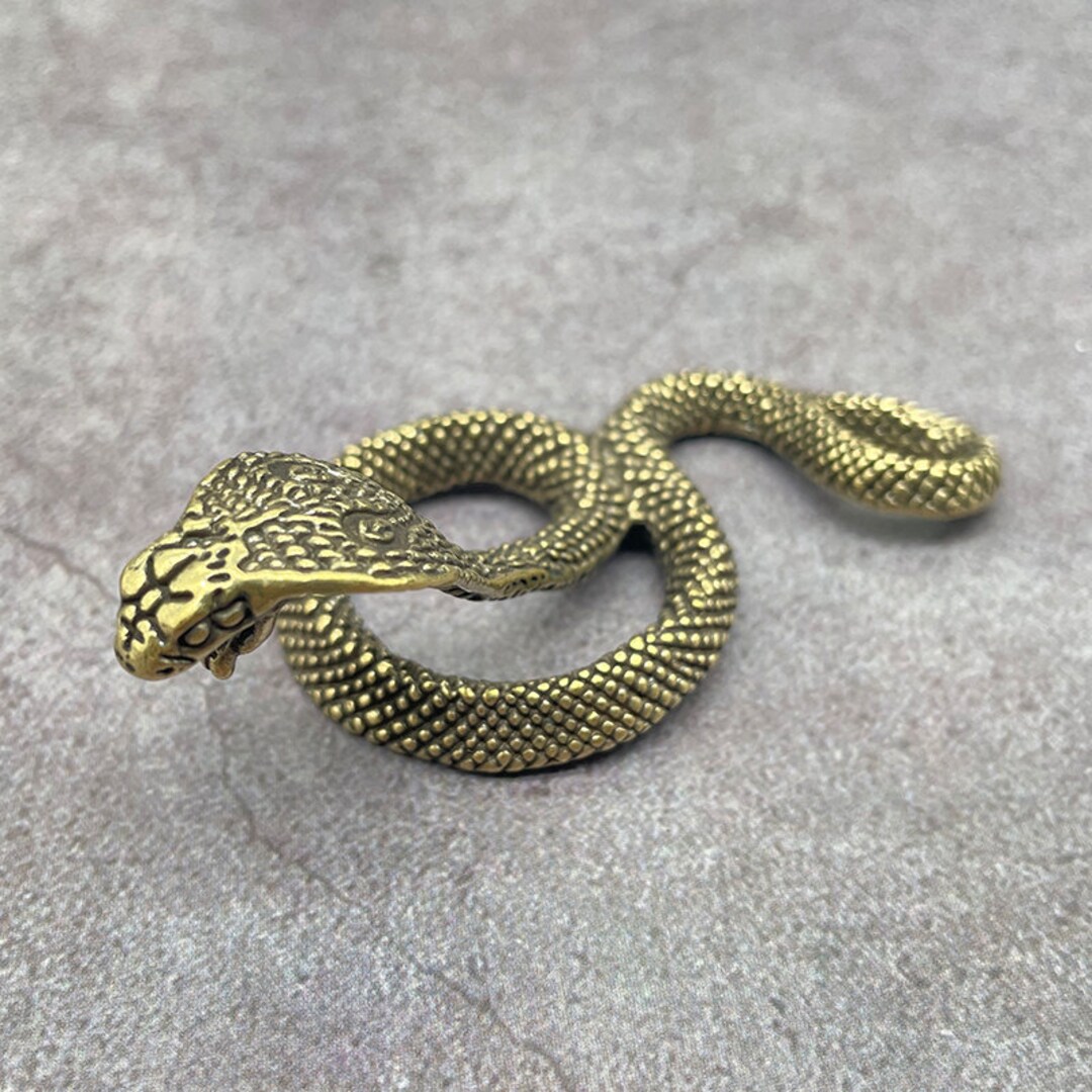 Copper Snake Statue Craft Copper Cobra Figurine Decor Gold Snake Feng ...