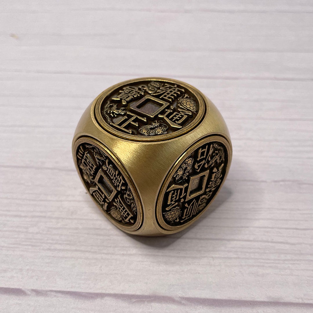Fidget Cube Spinner, Rotating Five Emperors Copper Coins, Super Smooth ...