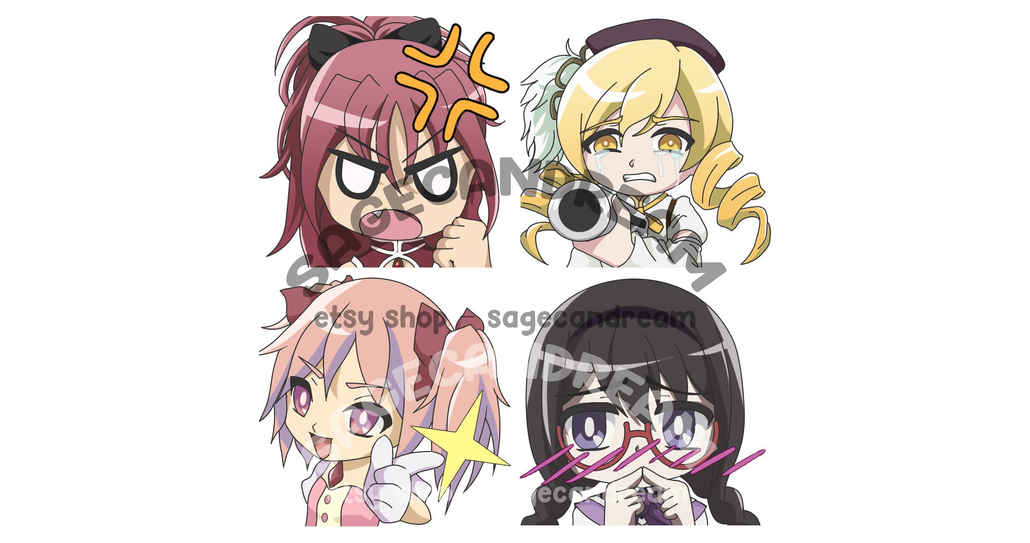 X4 Magical Girl Twitch Discord Emotes Digital Download Anime Kawaii ...