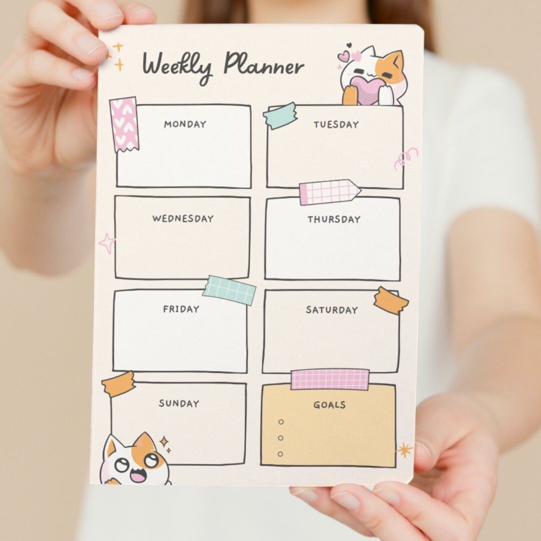 Cat-themed Weekly Planner, Daily Planner, Digital Download - Etsy