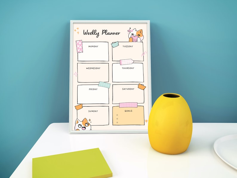Cat-themed Weekly Planner, Daily Planner, Digital Download - Etsy