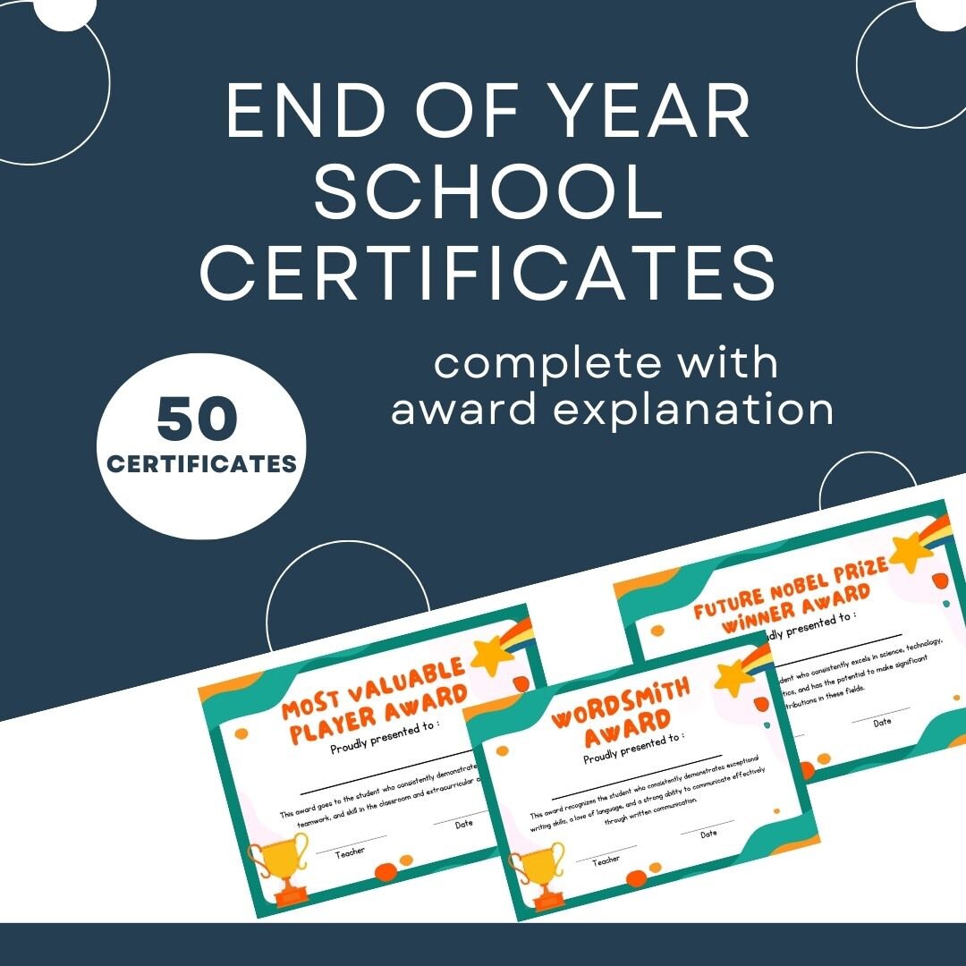 Unique End-of-year Student Certificates With Award Explanations ...