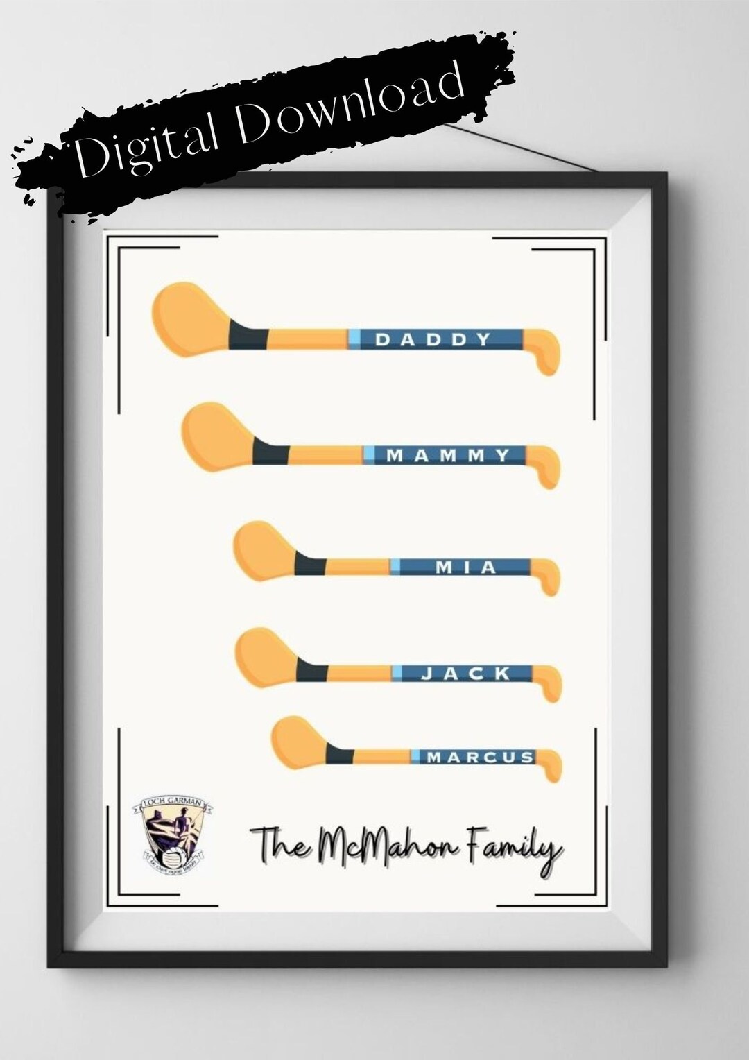 Personalised Digital Hurling Prints for GAA Families - Celebrate Your ...