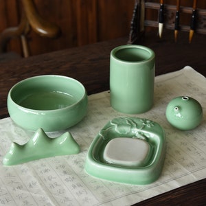 Celadon Four Treasures of Study, Calligraphy and Painting Ceramic Set ...