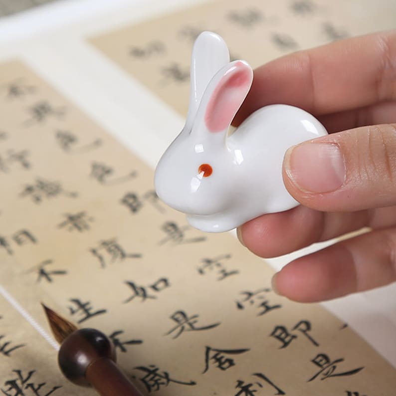 Rabbit Calligraphy Pen Holder Ceramic Pen Holderhand Carved - Etsy
