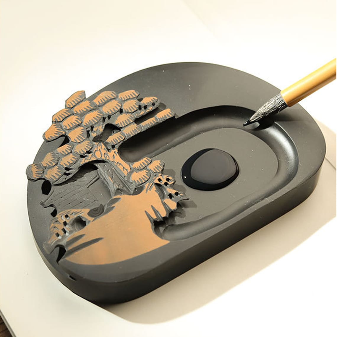 Chinese Inkstone, Vintage Landscape Inkstone, Chinese Calligraphy and ...