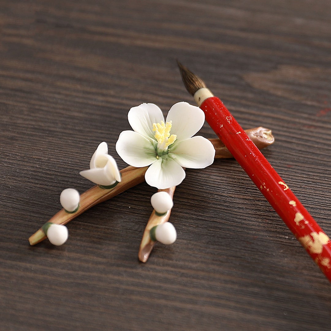 Pen Rest, Plum Blossom Pen Rest, Brush Rest, Wooden Pen Rest, Ceramic ...