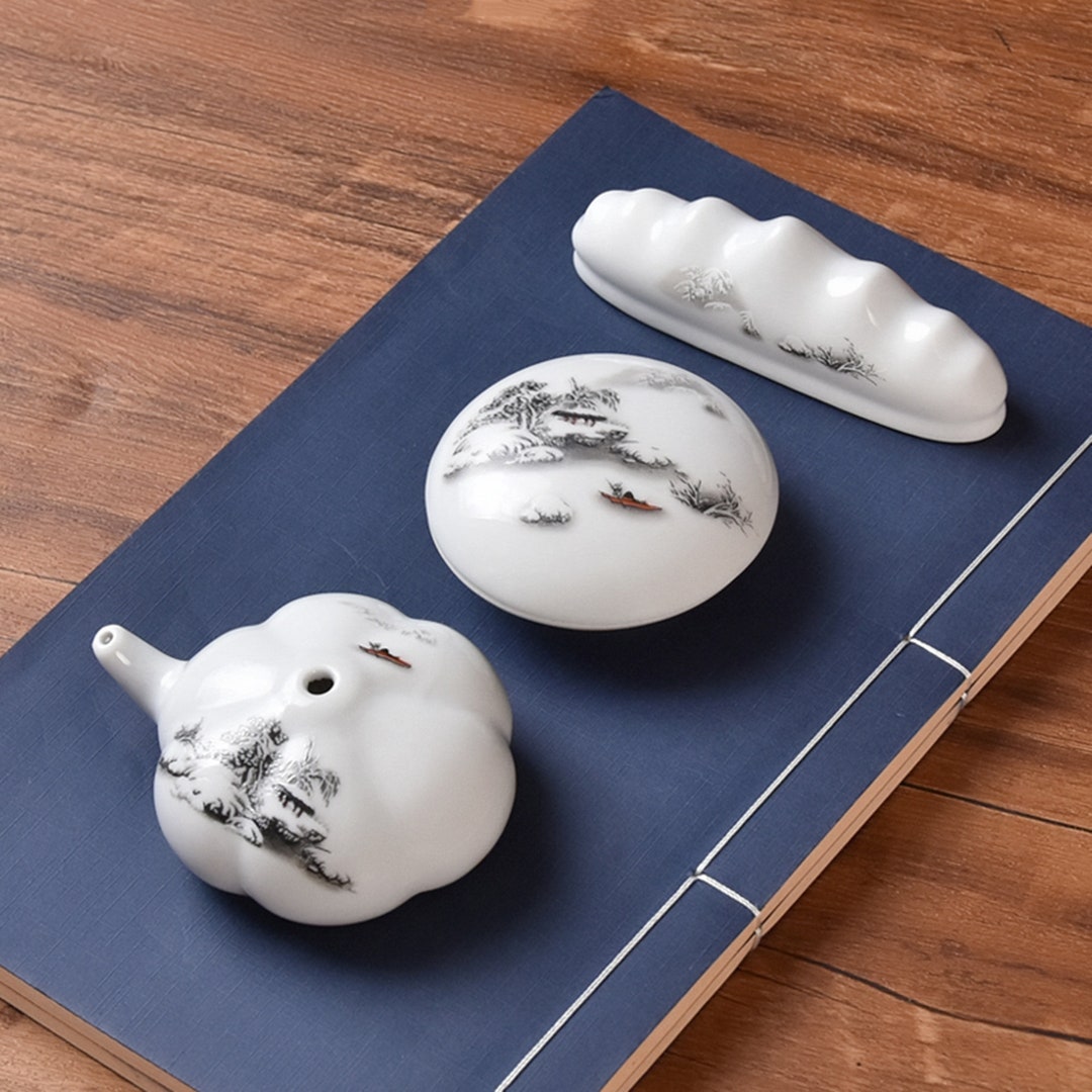 Ink Painting Ceramic Inkstone,water Drops,ceramic Inkpad, Pen Rest ...