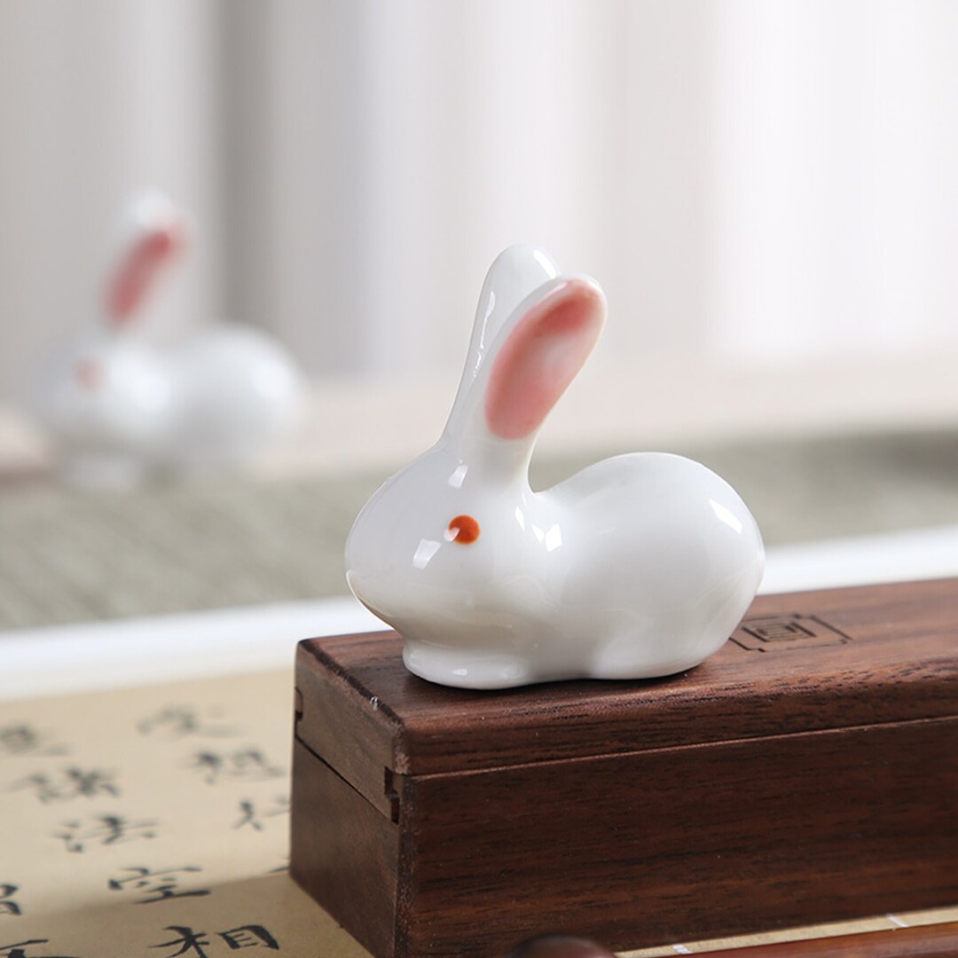 Rabbit Calligraphy Pen Holder, Ceramic Pen Holder,hand Carved Pen ...