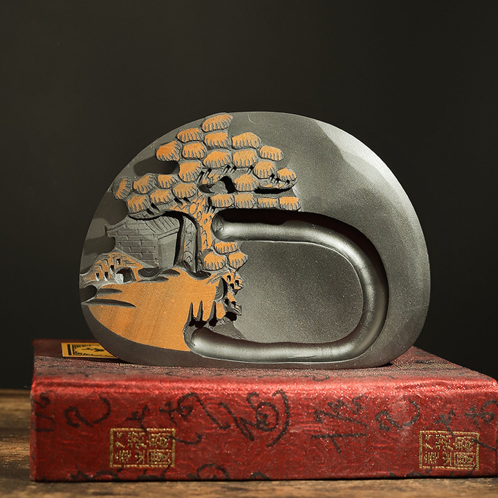 Chinese Inkstone, Vintage Landscape Inkstone, Chinese Calligraphy and ...