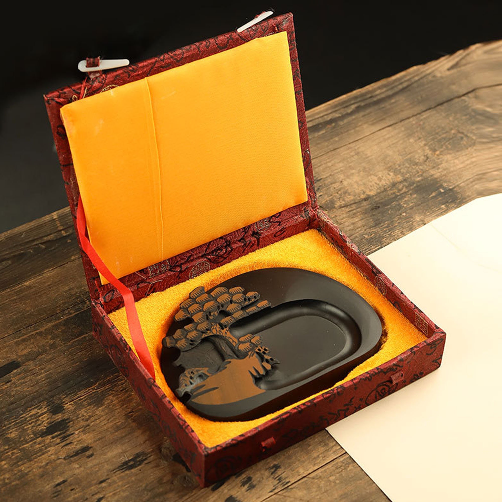 Chinese Inkstone, Vintage Landscape Inkstone, Chinese Calligraphy and ...