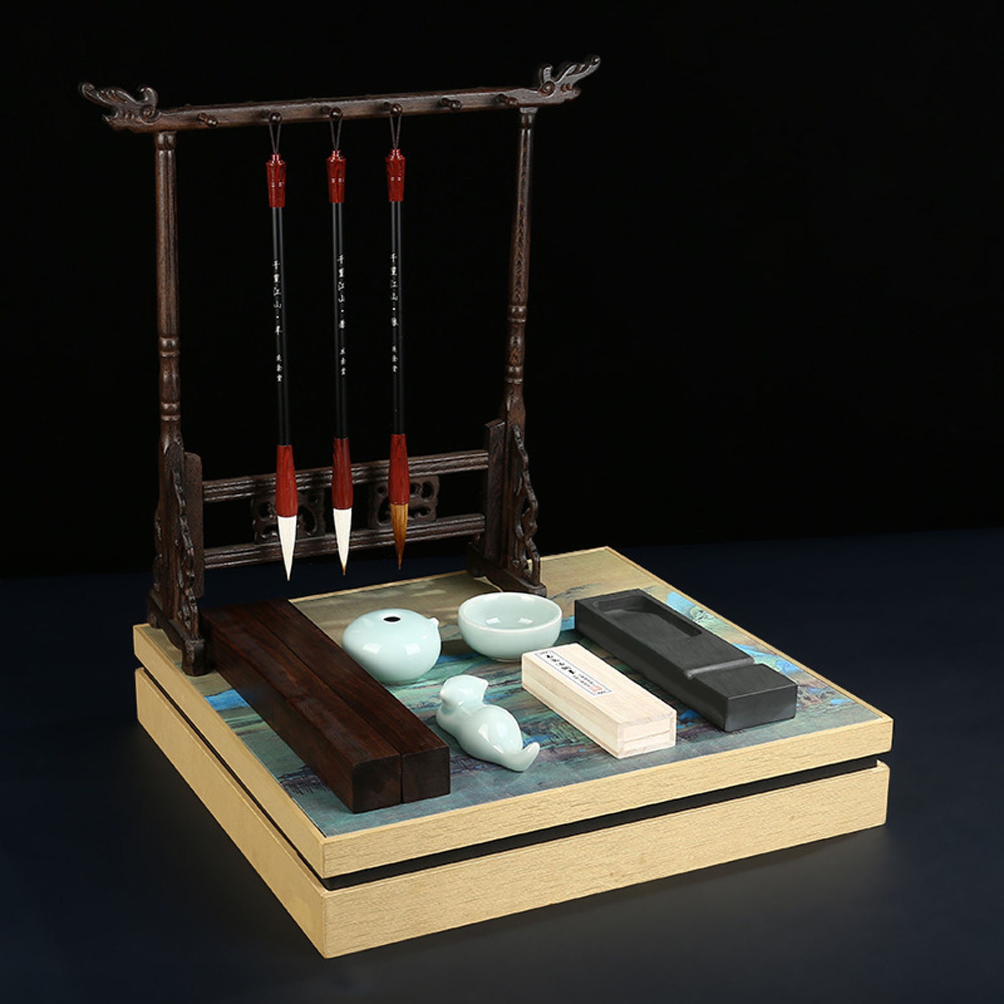 Four Treasures of the Study Gift Box Set, Chinese Brush, Ink, Rice ...
