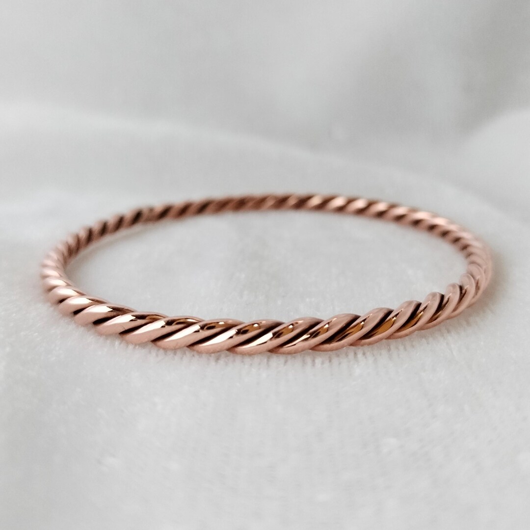 Handmade Solid Copper Twisted Bangle - Stacking Tensor Ring Bracelet ...