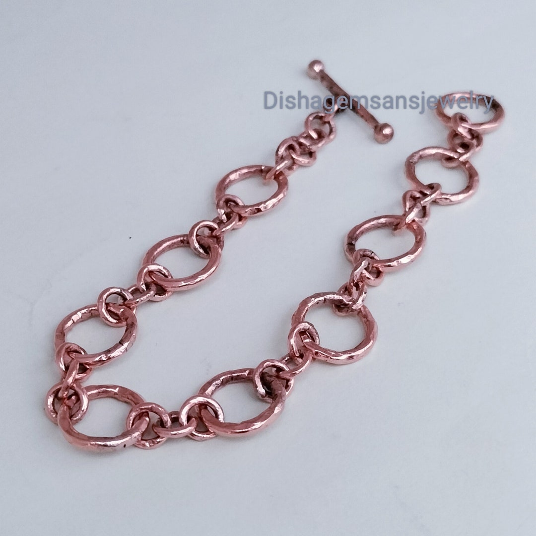 Hammered Copper Chain Link Bracelet – Artisan Unisex Jewelry - Etsy