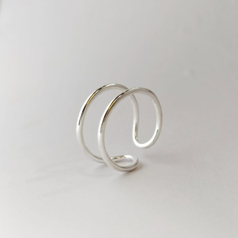 Sterling Silver Splint Ring - Adjustable Midi Ring - Minimalist Wire ...