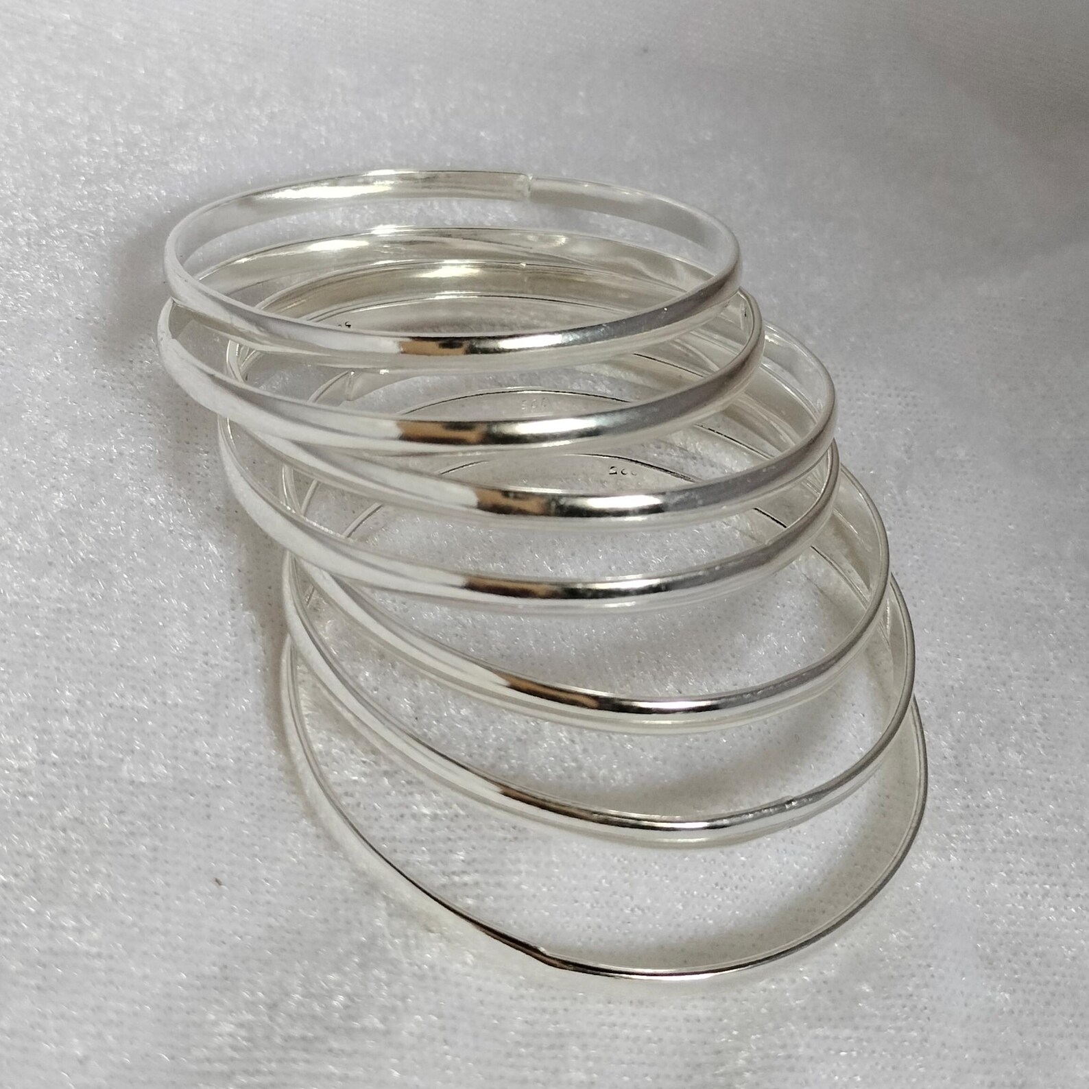 Sterling Silver Stacking Bangles Set of 7, Handmade in India - Etsy